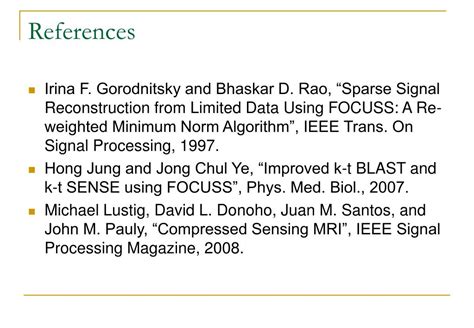 Ppt Sparse Signal Reconstruction Using Focuss Powerpoint Presentation