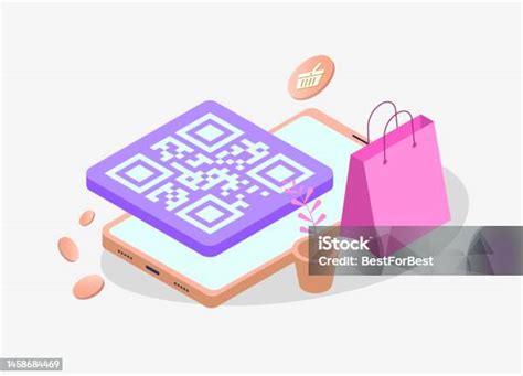 Qr 코드 결제 모바일 스마트폰 앱으로 Qr 코드를 스캔하여 결제하는 비접촉식 및 무현금 방법입니다 벡터 디자인에 Qr 코드를 사용하여 지불하기 위해 스캔하는 그림 개념