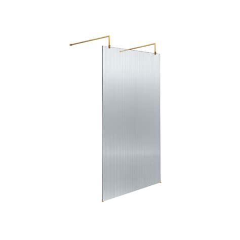 Hudson Reed Fluted Brass Wetroom Screens Freestanding With Arms And