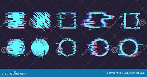 Distortion Dynamic Square And Circle Elements Technology Noise Defect