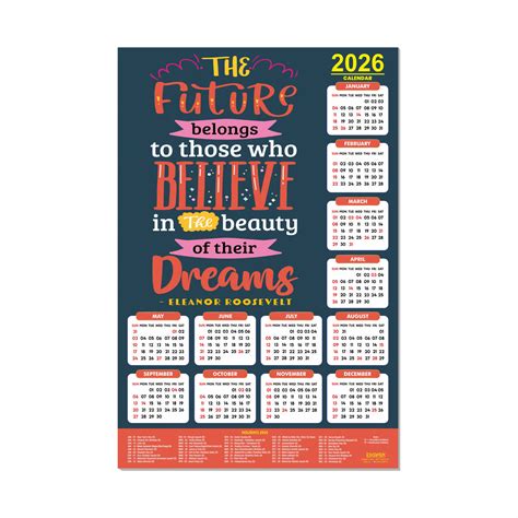 Escaper Motivational New Year Wall Calendar 2026 45x30 Cm Laminated