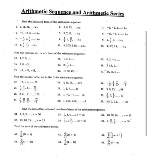 Solved Arithmetic Sequence And Arithmetic Series Find The Chegg Com