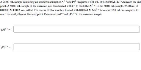 Solved A Ml Sample Containing An Unknown Amount Of Chegg Com