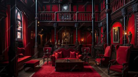 Unreal Gothic Interior A Detailed Living Room In A Large Vampire Castle