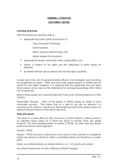 Criminal Litigation Lecture 4 Notes Criminal Litigation Lecture 4