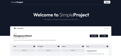 A Web App That Allows Users To Create Projects And Manage Them In A Kanban Board