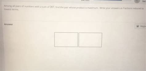 solved inc pairs of numbers with a sum of 207 find the pair