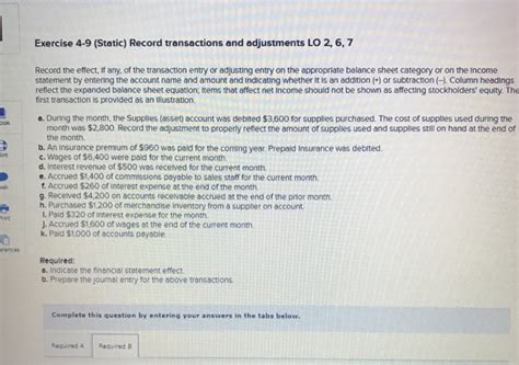 Solved Exercise Static Record Transactions And Chegg