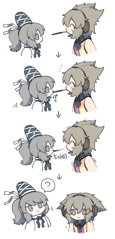 Safebooru 2girls Absurdres Akikaze Cp Arrow Symbol Brown Eyes Brown Hair Commentary
