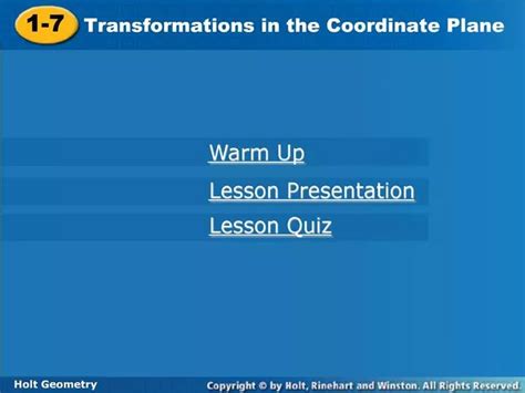Ppt Transformations In The Coordinate Plane Powerpoint Presentation