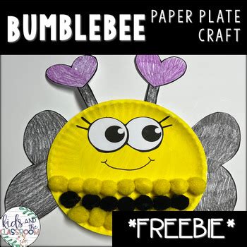 Bumblebee Paper Plate Craft Valentines Day Class Activity Tpt