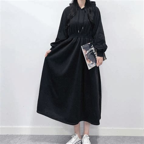 세일 완벽커버 빅사이즈 허리밴딩 오버핏 기모 후드 롱 원피스 에이블리