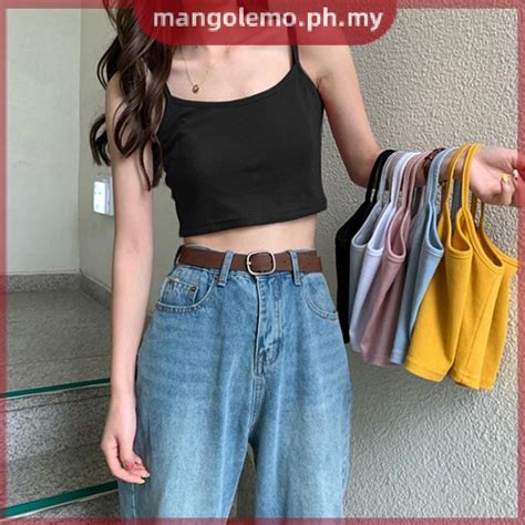 [mango] Women Sexy Solid Camis Crop Top Casual Tops Vest Sleeveless