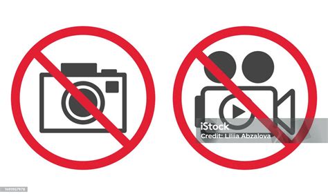No Photos No Videos Poster Forbidden Pictogram Red Stop Circle Symbol