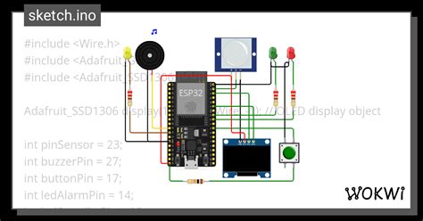 sistem keamanan berbasis sensor gerak dan notifikasi wokwi esp32 stm32 arduino simulator