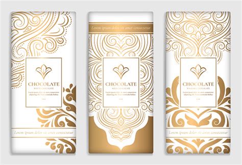 초콜릿 바의 고급 황금 포장 디자인 빈티지 벡터 장식 템플릿입니다 클래식 요소입니다 음식 음료 및 기타 패키지 유형에 적합합니다 배경 및 배경 화면으로 사용할 수 있습니다