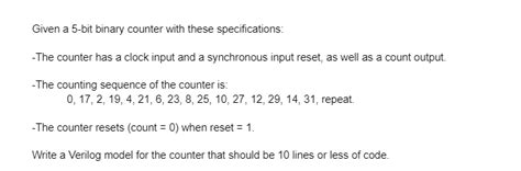 solved given a 5 bit binary counter with these