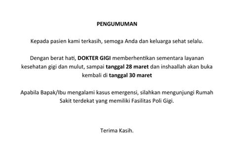 Pengumuman Tutup Klinik Pdf