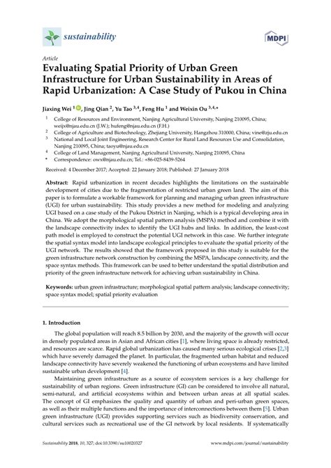 Pdf Evaluating Spatial Priority Of Urban Green Infrastructure For Urban Sustainability In