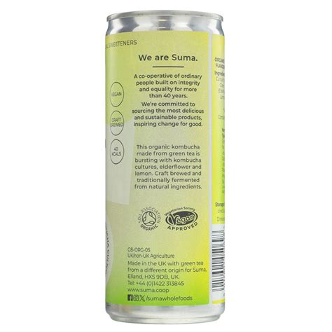 Suma Organic Sparkling Kombucha Elderflower And Lemon 250ml Suma