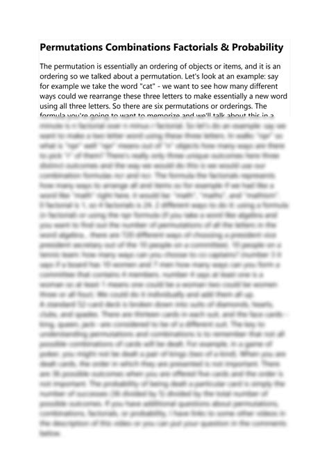 Solution Permutations Combinations Factorials Probability Studypool