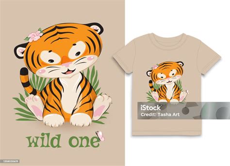 귀여운 만화 호랑이 아기 새끼 포스터 티셔츠 디자인 용 소녀 0명에 대한 스톡 벡터 아트 및 기타 이미지 0명 12월 31일 2022년 Istock