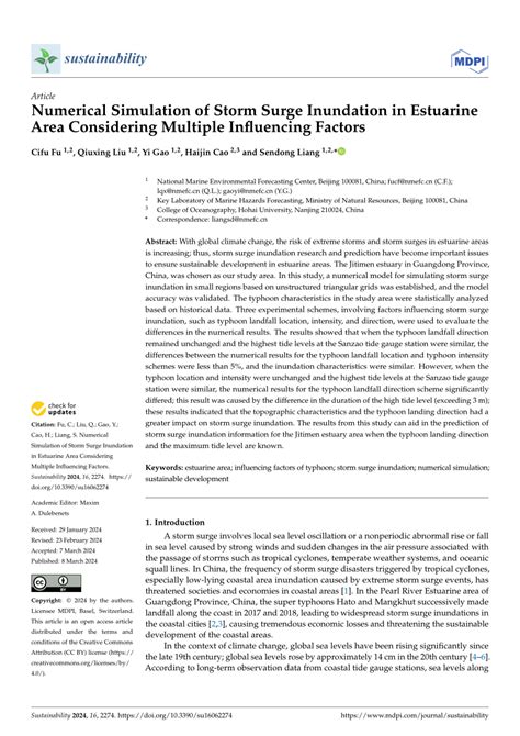 Pdf Numerical Simulation Of Storm Surge Inundation In Estuarine Area Considering Multiple