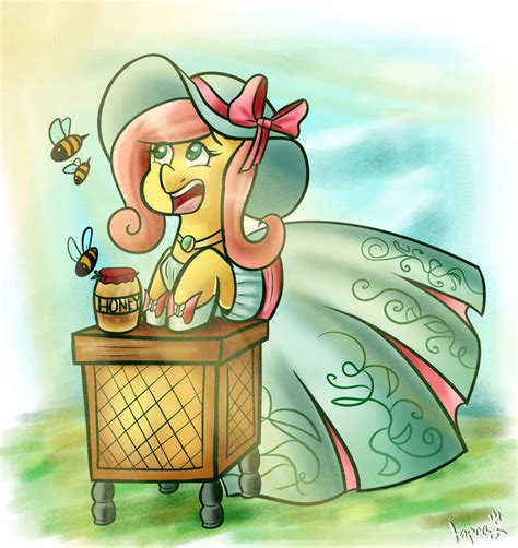 762569 Safe Artist Php52 Character Fluttershy Bee Clothing Dress Hat Honey Shoes
