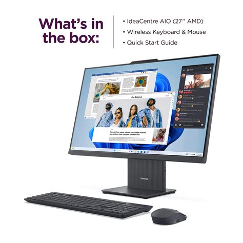 Lenovo IdeaCentre AIO 27 FHD IPS LCD Touch Screen All In One AMD Ryzen 5 7535HS 8GB Memory