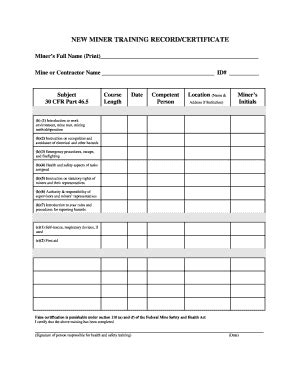 Training Record Form Templates Pdffiller