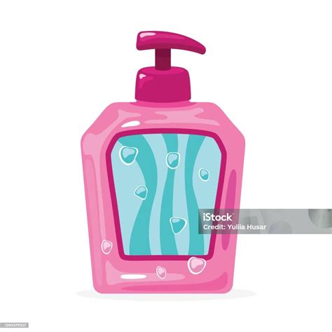Botol Merah Muda Dengan Pompa Dan Label Biru Rose Template Mockup