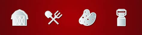 세트 농가 삽과 갈퀴 감자와 우유 아이콘을위한 용기 벡터 갈퀴에 대한 스톡 벡터 아트 및 기타 이미지 갈퀴 감자 요리 건강한 생활방식 Istock