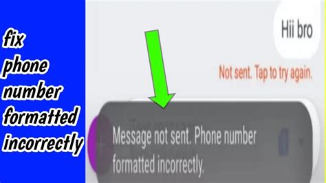 how to fix message not sent phone number formatted incorrectly problem