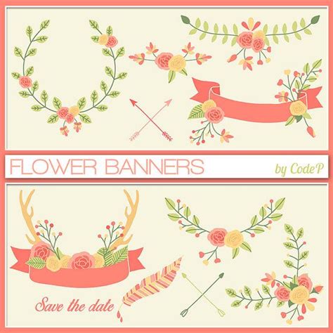 Floral Banners Clipart Set For Beautiful Designs