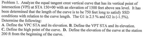 Solved Problem Analyze The Equal Tangent Crest Vertical Chegg