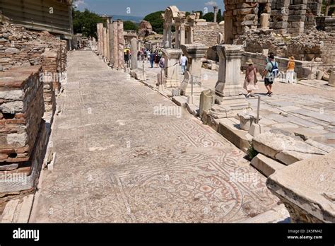 The Mosaic Paved Sidewalk In Ephesus Archaeological Site Selcuk