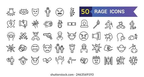 Rage Icons Set Outline Set Rage Stock Vector Royalty Free 2463569193 Shutterstock