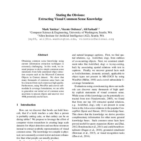 Stating The Obvious Extracting Visual Common Sense Knowledge Acl