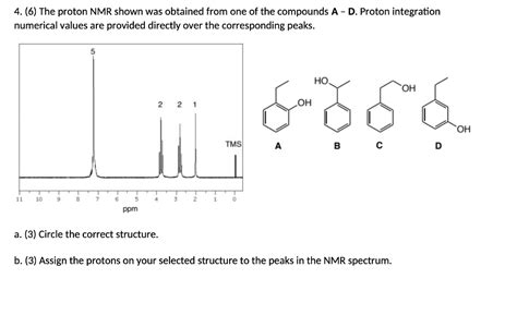 Solved The Proton NMR Shown Was Obtained From One Of Chegg Com