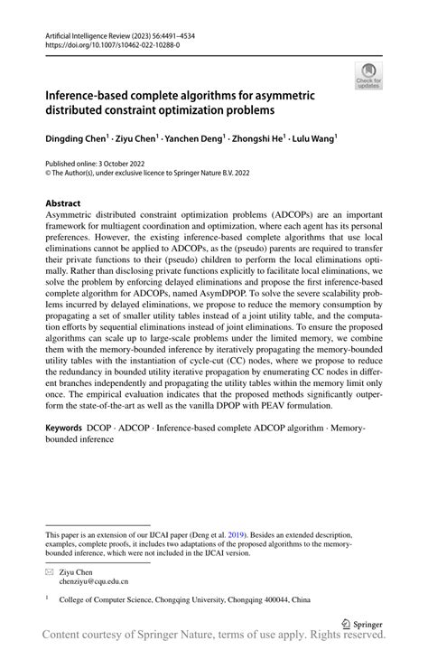 inference based complete algorithms for asymmetric distributed