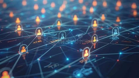 Digital Graphic Of A Network Highlighting Connections Between Nodes Representing A Social Or