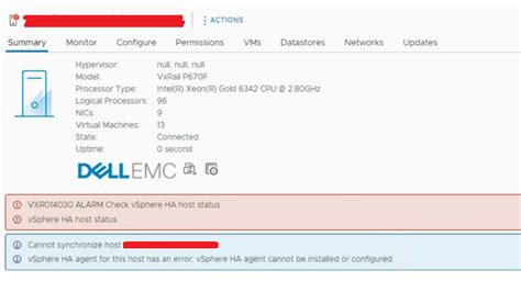 VxRail VSphere HA Agent Cannot Be Installed Or Configured Fails With The Error Rejected