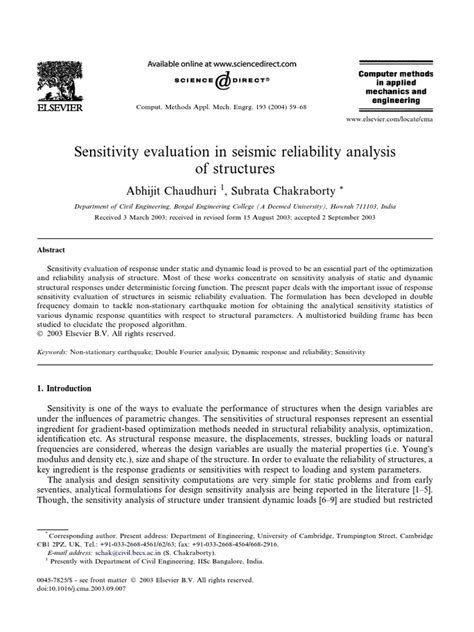 Sensitivity Evaluation In Seismic Reliability Analysis Of Structures Sensitivity Evaluation In Seismic Reliability Analysis Of Structures