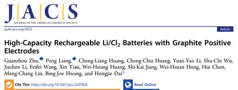 戴宏杰院士jacs：基于石墨正极的高容量可充电licl2电池 华算科技