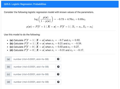 Solved Q Logistic Regression Probabilities Consider Chegg