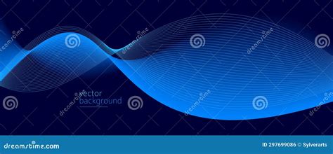 Curve Shape Flow Vector Abstract Background In Dark Blue Gradient Dynamic And Speed Concept