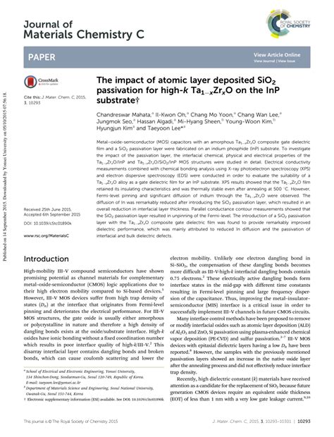 Pdf Impact Of Atomic Layer Deposited Sio2 Passivation For High K Ta1 Pdf Impact Of Atomic Layer Deposited Sio2 Passivation For High K Ta1