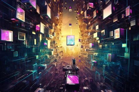 Ai Generated Illustration Of A Man In Front Of Multiple Computer