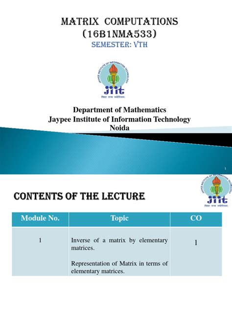 Lect 3 Inverse Using Elementary Matrices 16b1nma533 Pdf Matrix