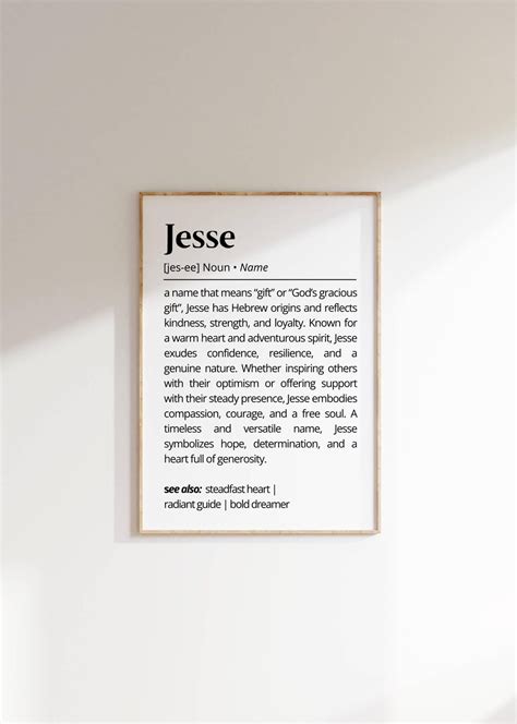 Jesse Name Definition Wall Art Personalized Printable Name Meaning For Him Or Her Digital